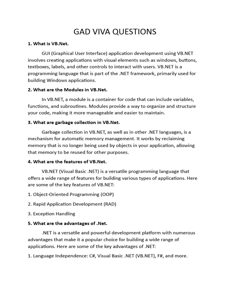 Gad Viva Questions | PDF | Method (Computer Programming) | Inheritance (Object Oriented Programming)