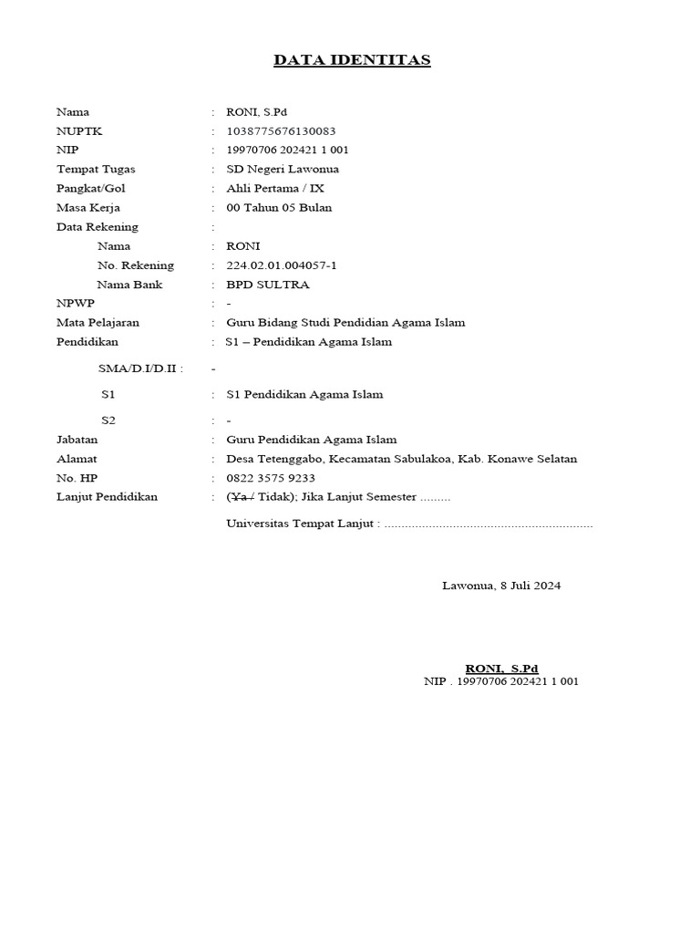 Data Identitas | PDF