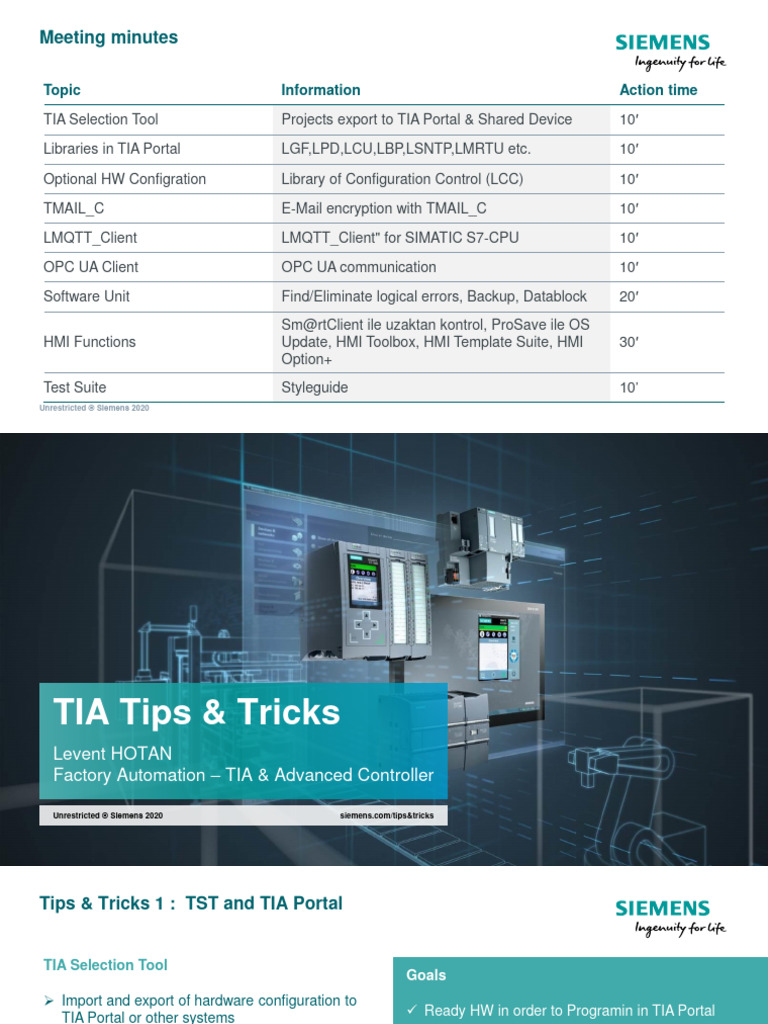 TIA Portal Tips & Tricks Webinar V1.1 | PDF | Computing | Computer Engineering