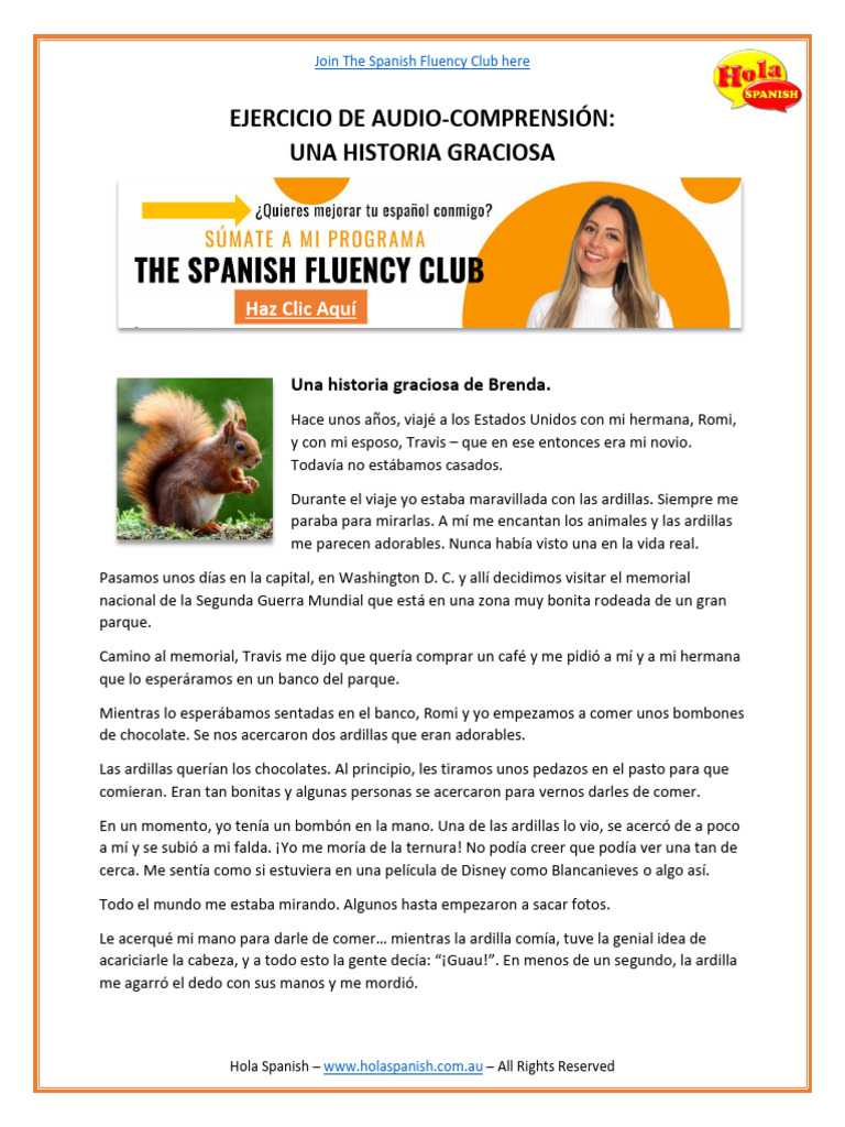Listening Exercise - Historia de La Ardilla | PDF