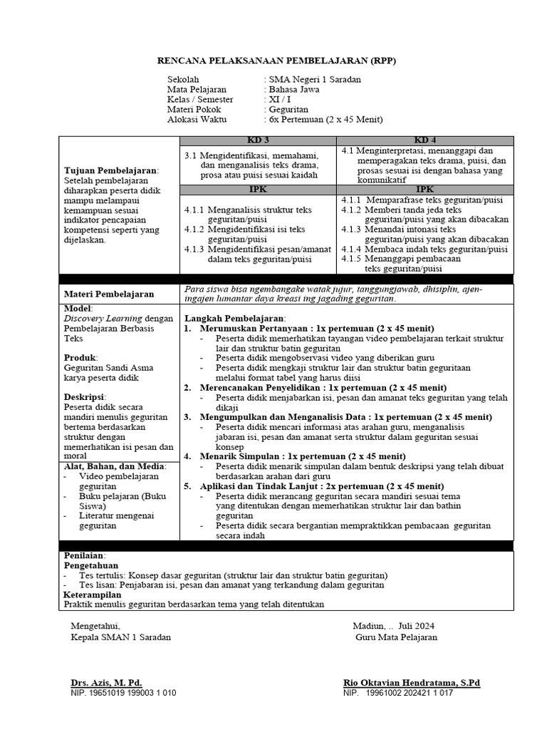 Xi RPP Ganjil Fix | PDF