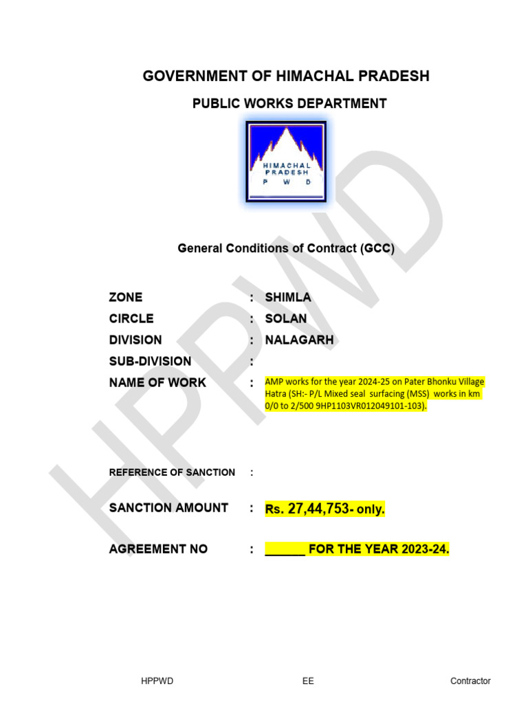 Government of Himachal Pradesh: Public Works Department | PDF ...