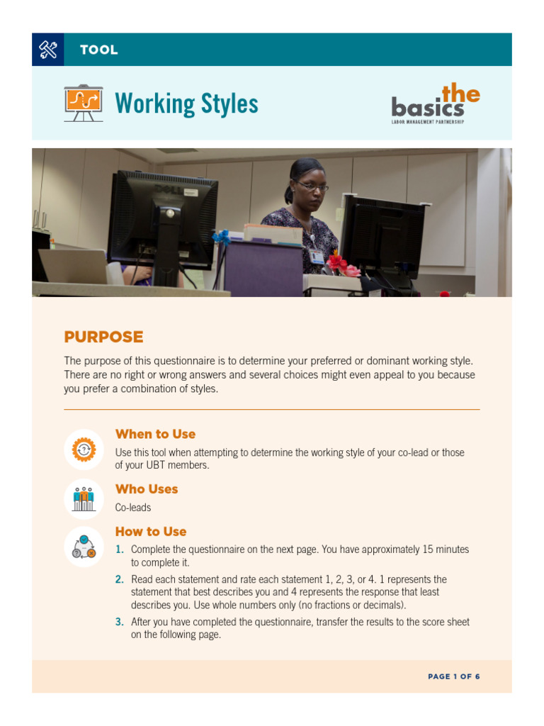 Identify Your Working Style Questionnaire | PDF | Cognition | Psychology