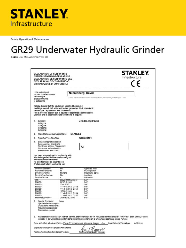 GR29 Underwater Hydraulic Grinder Manual | PDF | Personal Protective ...