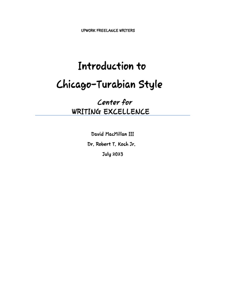 Introduction To Chicago-Turabian Style UPWORK FREELANCE WRITERS | PDF ...