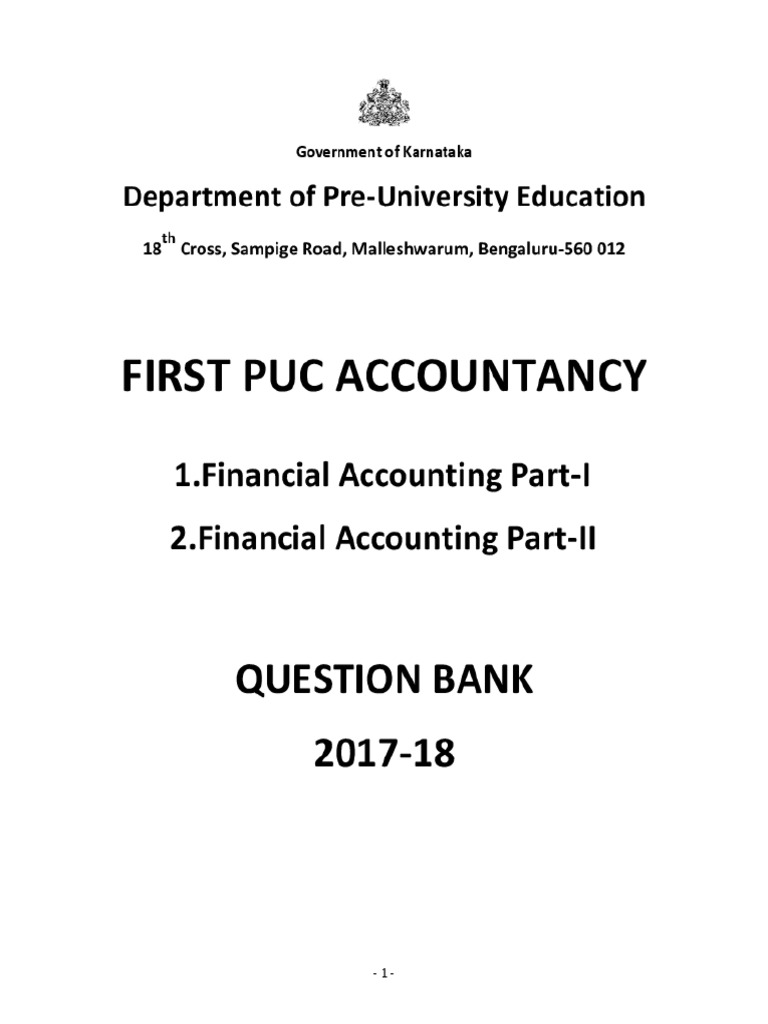 Karnataka 1st PUC Question Bank - ACCOUNTANCY | PDF