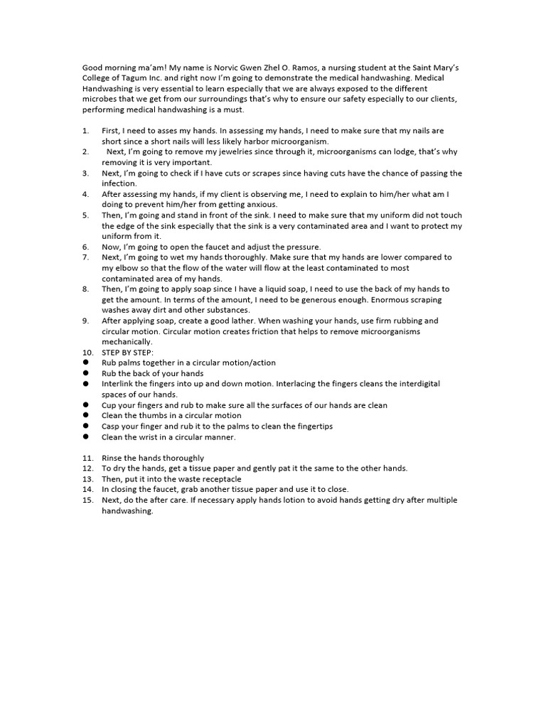 Handwashing Script (RD) | PDF | Hand Washing | Hand