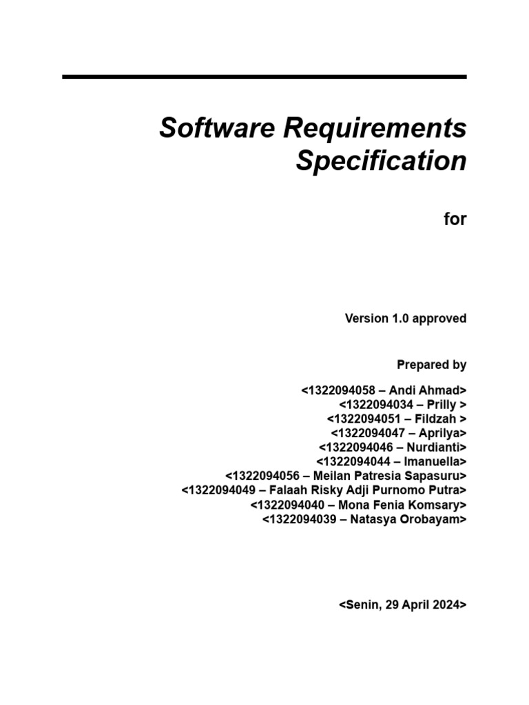 Kelompok1.Software Requirements Specification | PDF