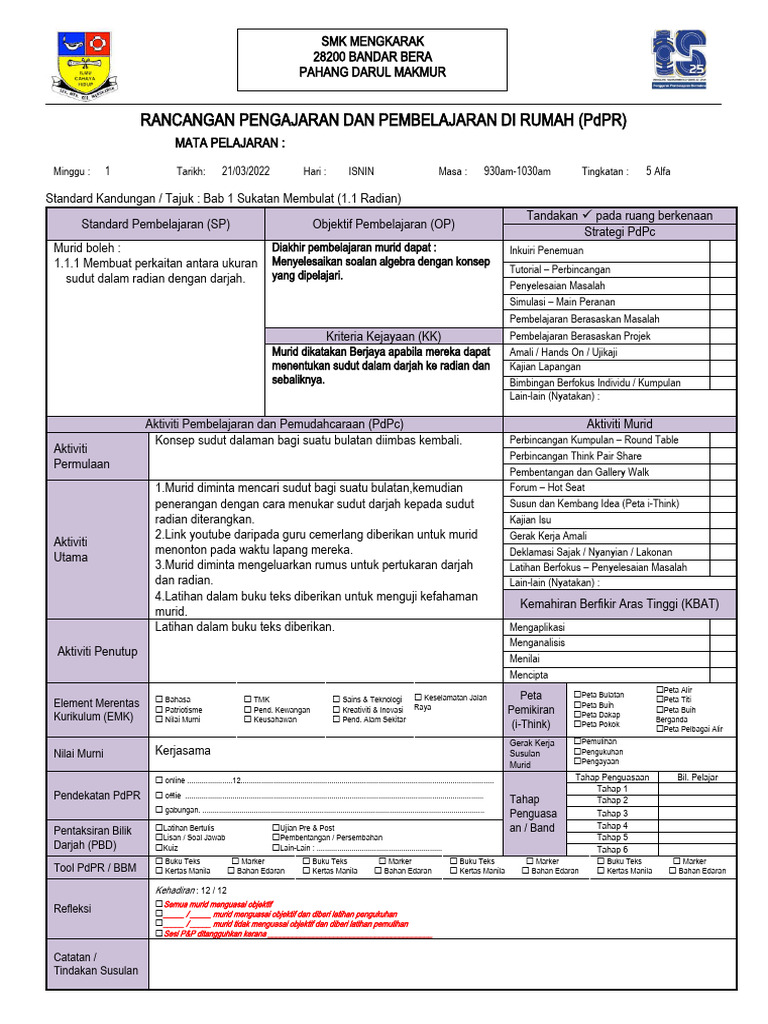 RPH TS25 PDPR 5a 210322 | PDF