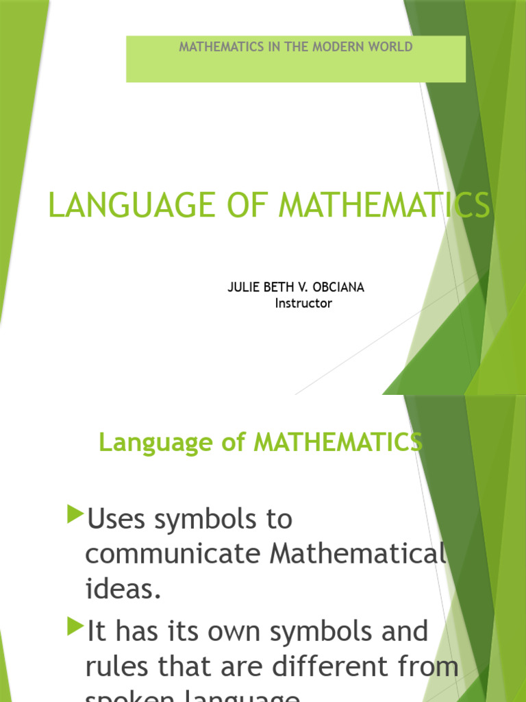 Session 2 - Math in The Modern World-Language of Mathematics | PDF | Mathematics | Inductive ...