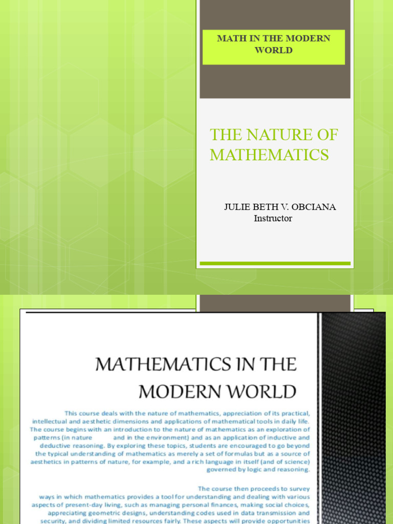 Session 1 - Math in The Modern Worl-The Nature of Mathematics | PDF ...