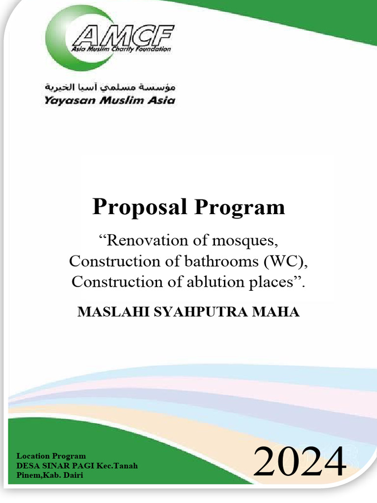 PROPOSAL Pembangungan Mesjid, WC, Kamar Mandi (Maslahi Syahputra Maha) | PDF | Monotheism ...
