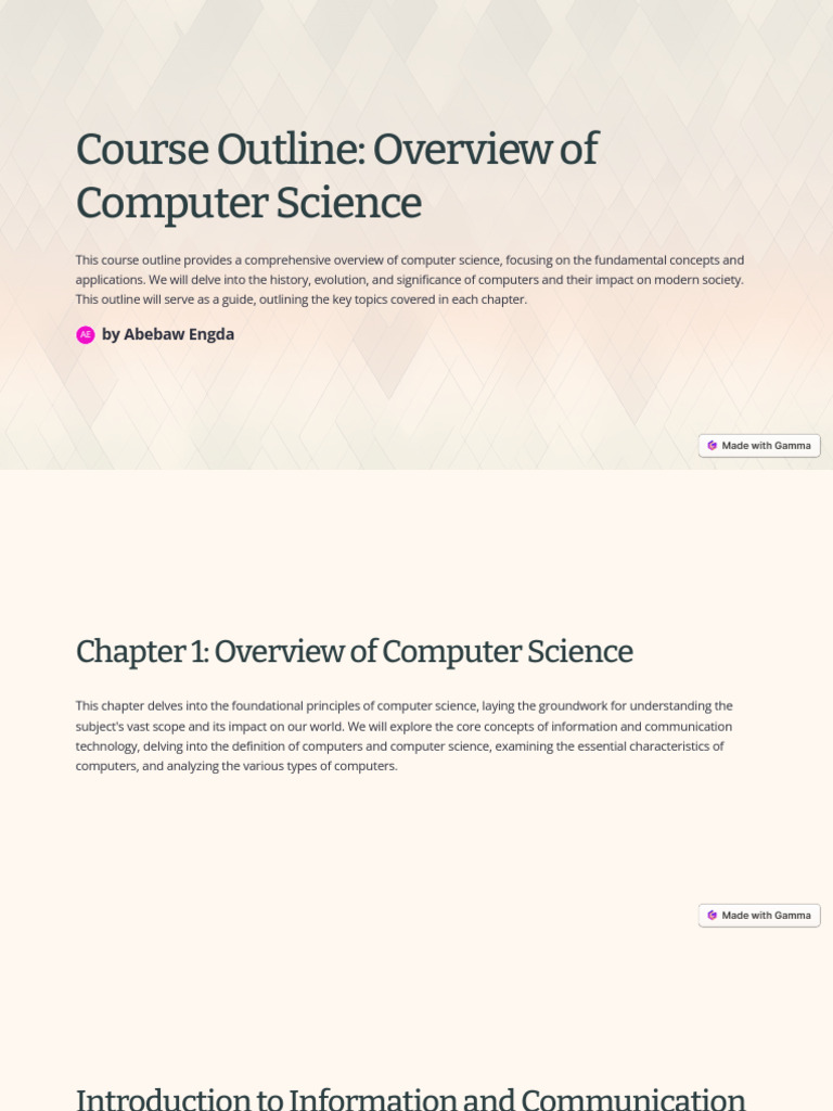 Course-Outline-Overview-of-Computer-Science | Download Free PDF | Computer Science | Information