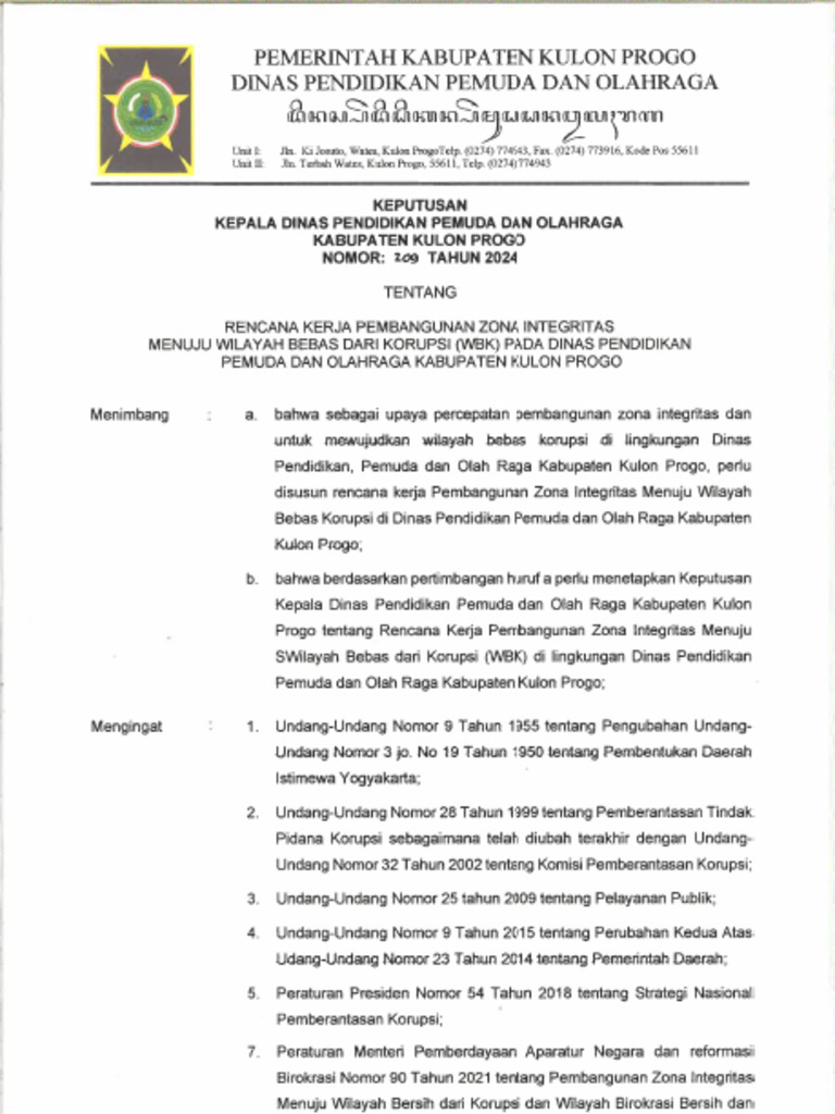 Rencana Kerja Zona Integritas Pdf