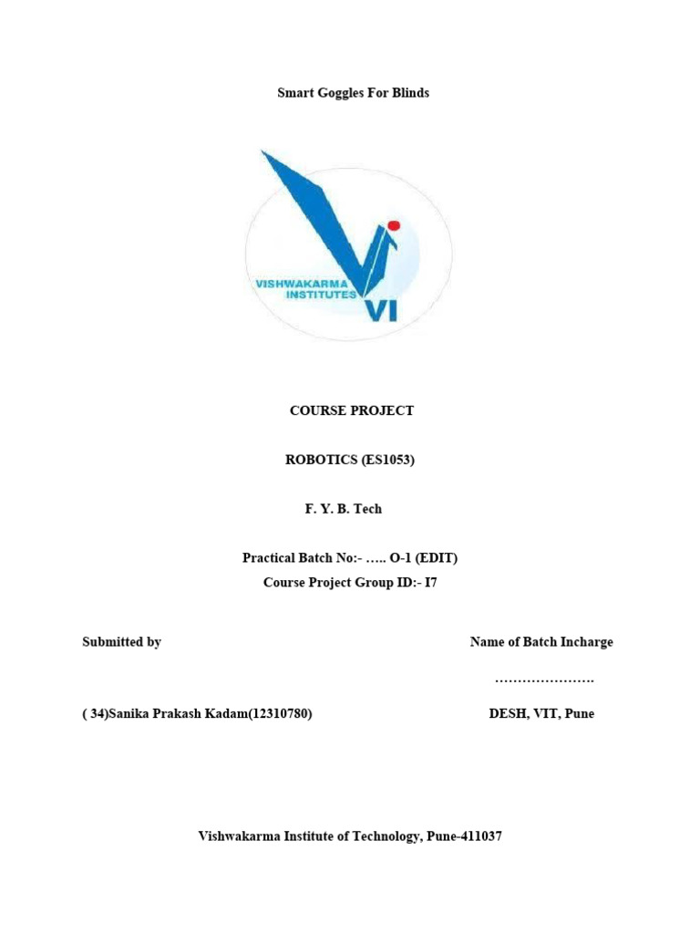 Robotics_COURSE PROJECT REPORT TEMPLATE _FORMAT FRONT PAGES SEM 2_23-24-1 | Download Free PDF ...