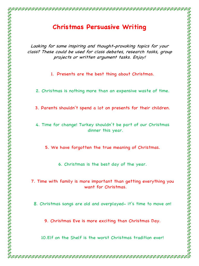 Christmas Persuasive Writing | PDF
