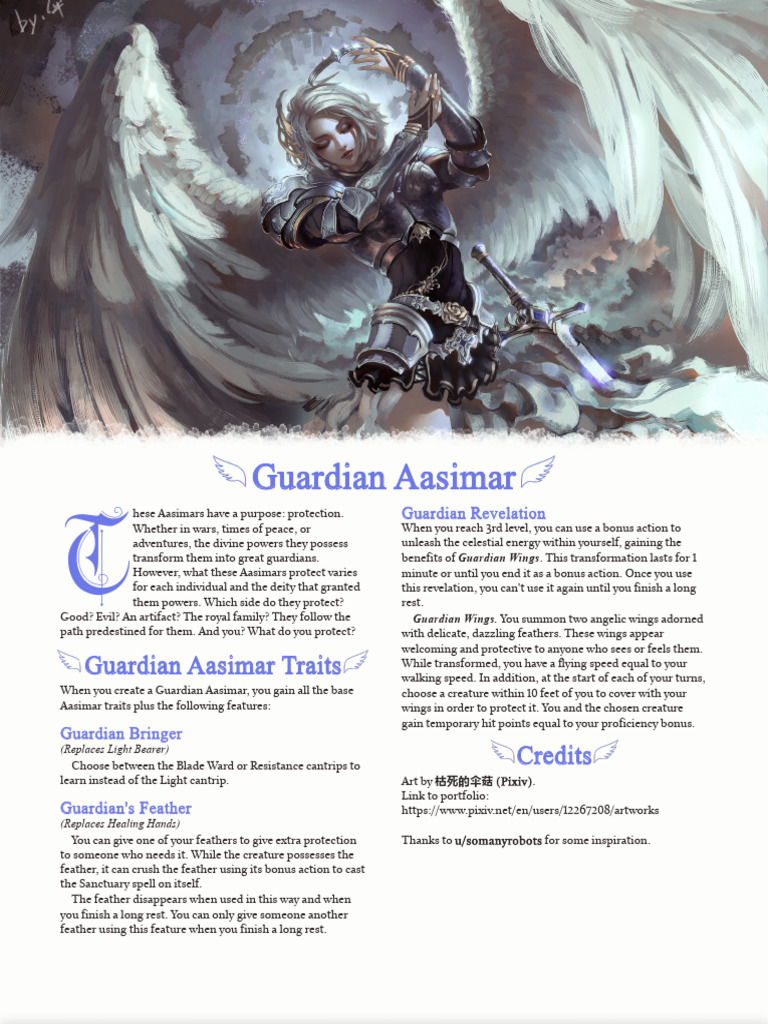 Guardian Aasimar - GM Binder | PDF | Religious Belief And Doctrine