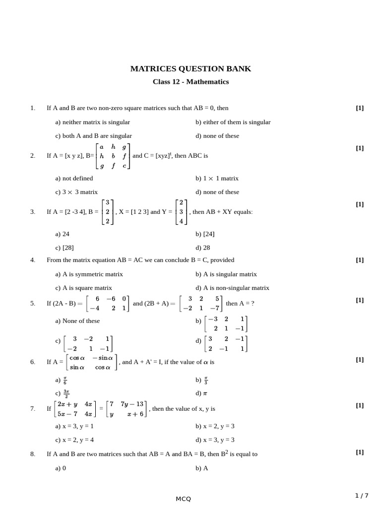 Matrices | PDF | Matrix (Mathematics) | Mathematical Physics