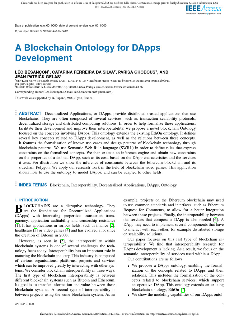 A Blockchain Ontology For DApps Development | PDF | Ontology (Information Science) | Computer ...