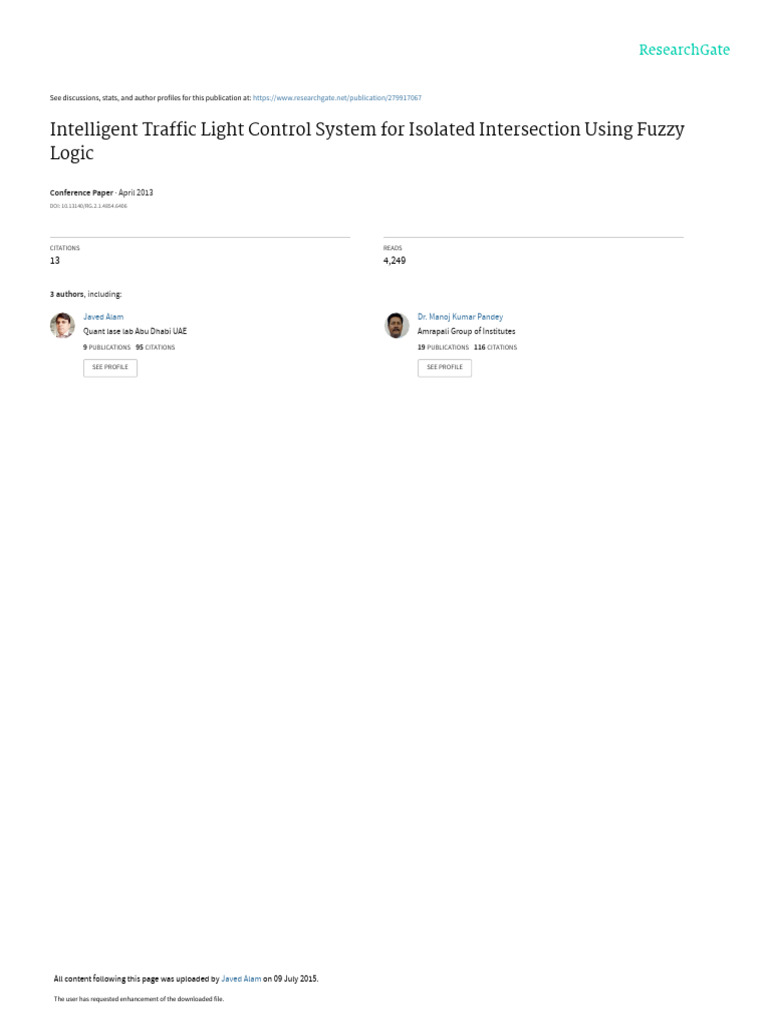 Intelligent Traffic Light - Control System | PDF | Traffic | Fuzzy Logic