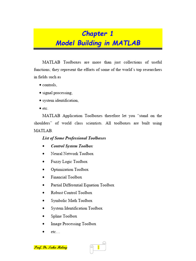 Lec 1 Model Building in MATLAB | PDF | Applied Mathematics | Control Theory