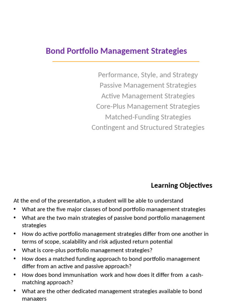06 Bond Portfolio Management Strategies | PDF | Bonds (Finance) | Bond ...
