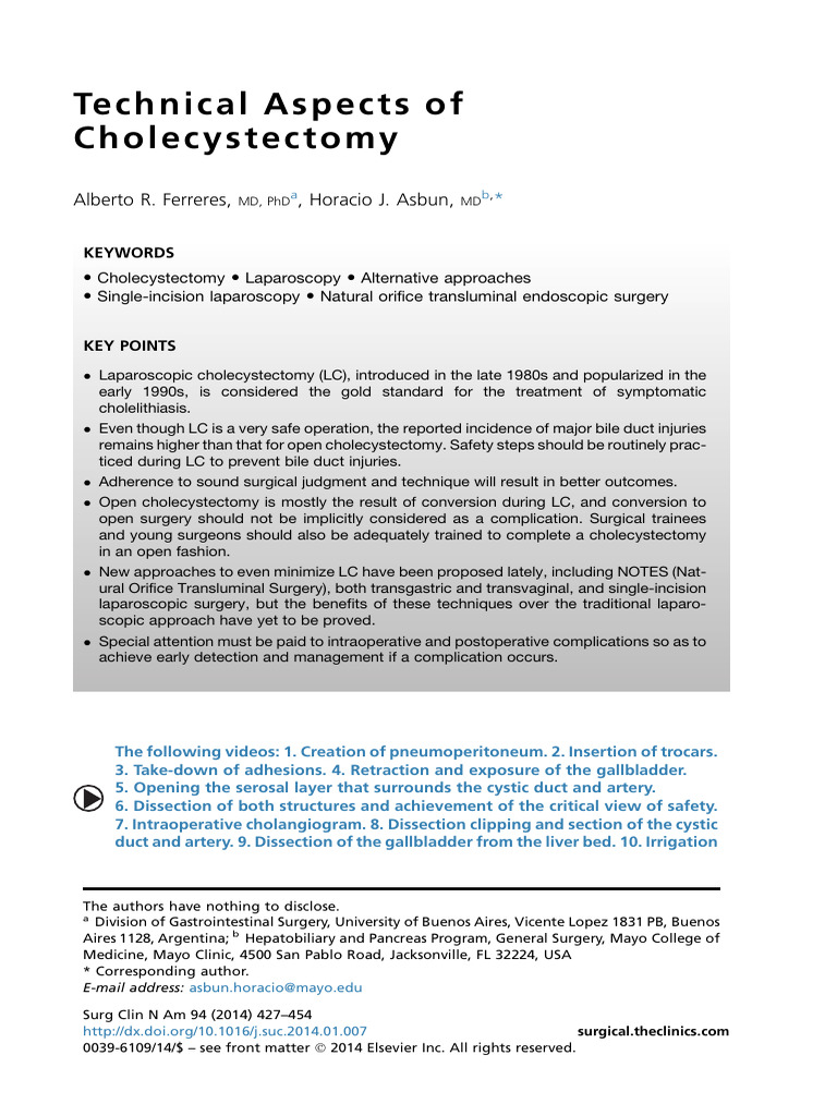 Cholecystectomy: Technical Overview and Techniques | PDF | Gallbladder ...