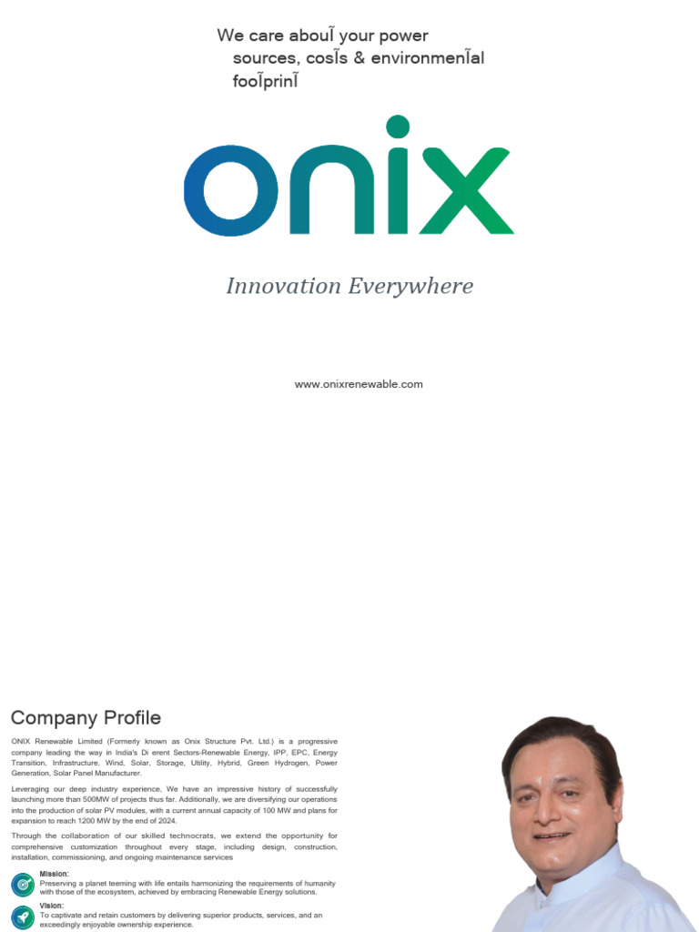 Onix Renewable Limited Profile | PDF | Wind Power | Renewable Energy