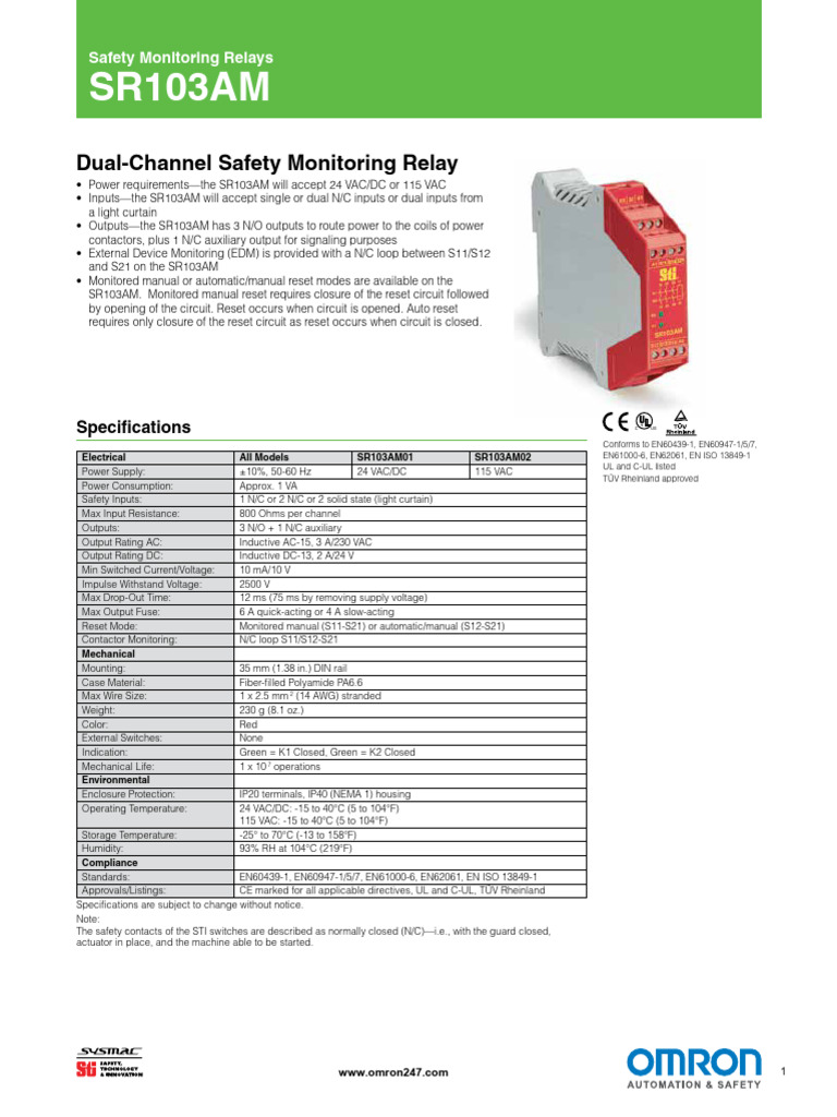 SR103AM Datasheet en 201408 J52I-E-01 | PDF | Indemnity | Relay
