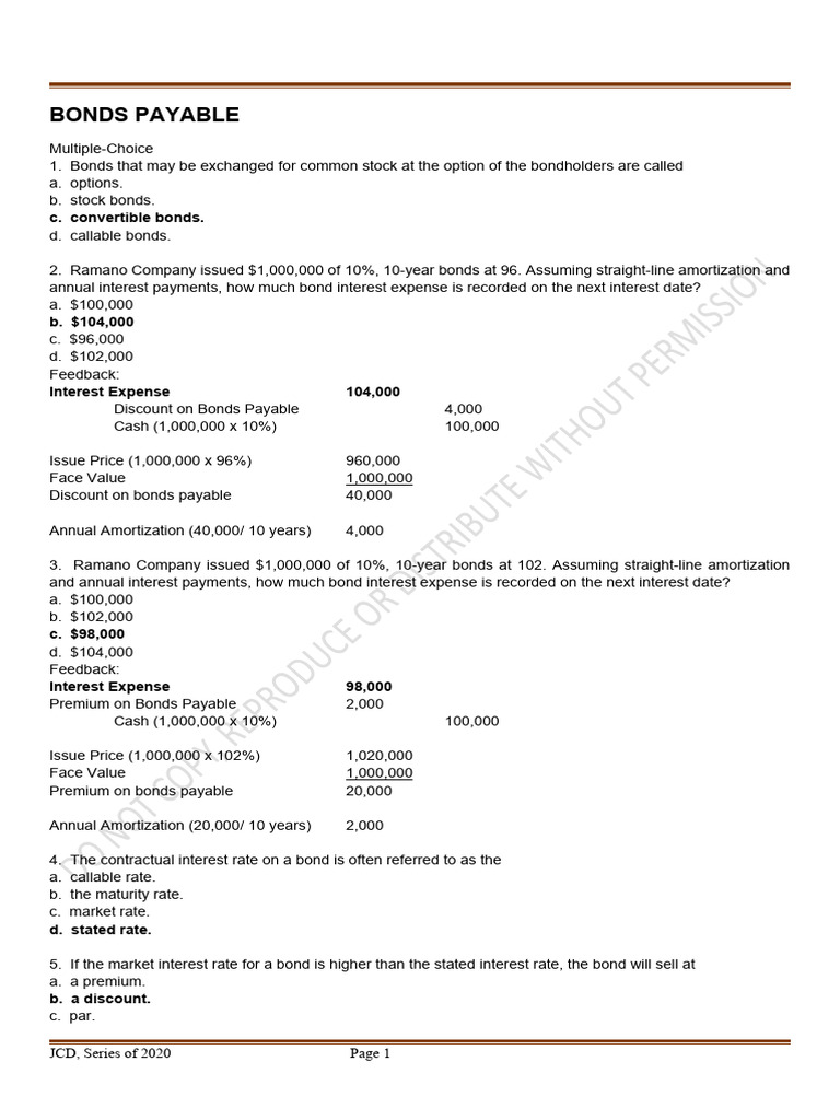 Bonds Payable: Issues and Solutions | PDF | Bonds (Finance) | Discounting