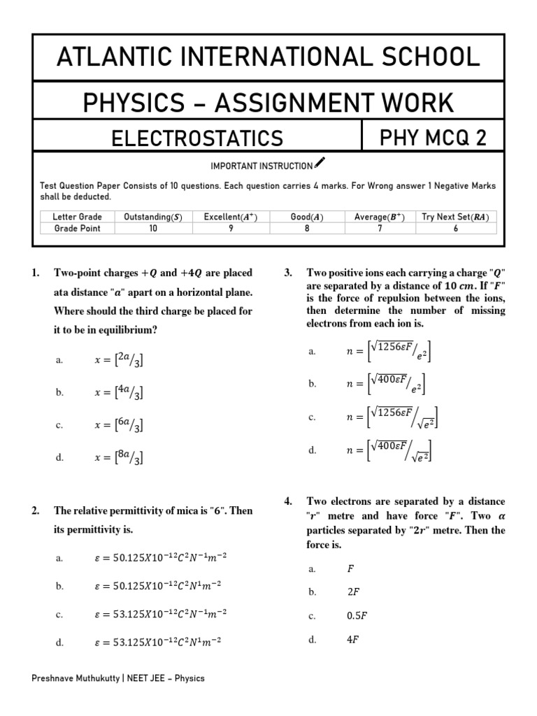 Physics HW 7 ECF QP | PDF | Force | Electron