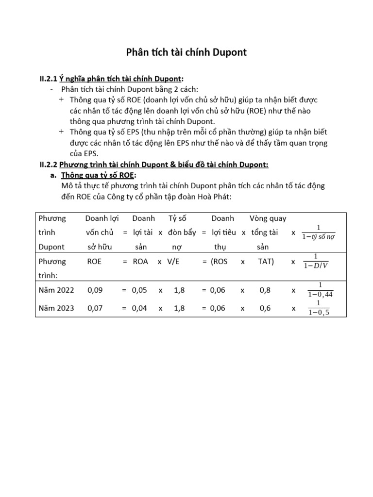 Phân Tích Dupont | PDF
