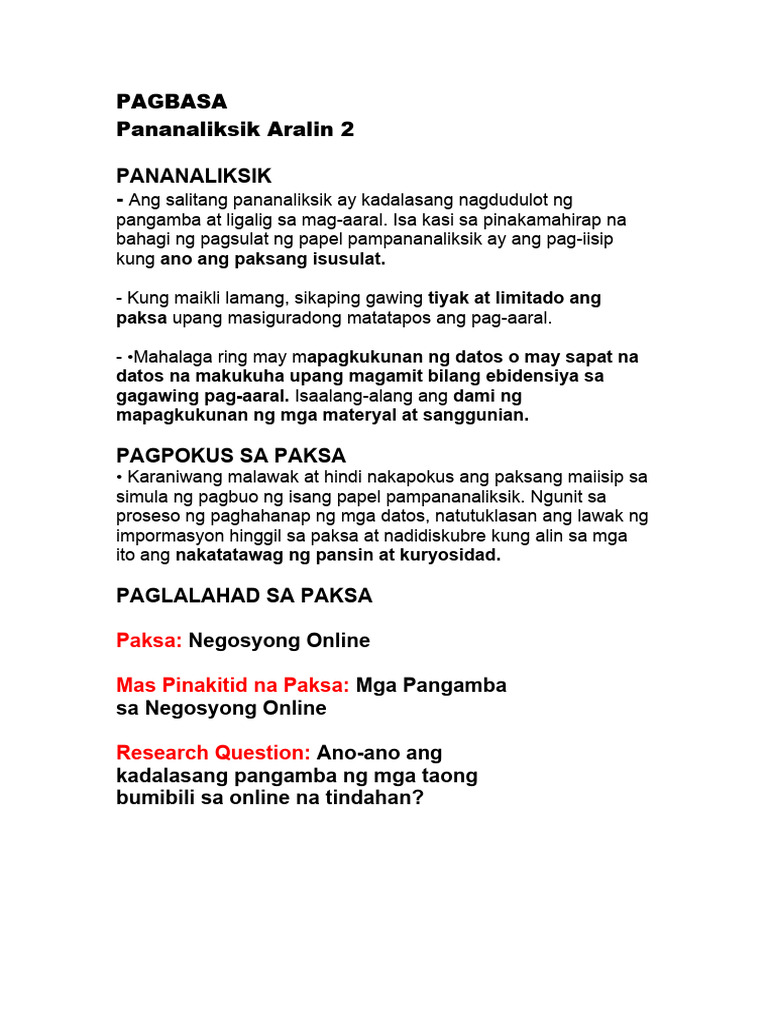 Pagbasa at Pagsulat 1 | PDF