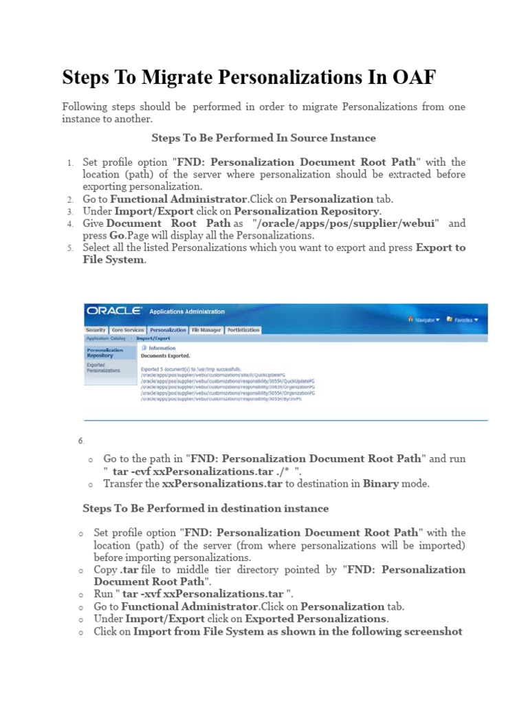 OAF Personalization Migration Steps | PDF | Boolean Data Type | Command ...