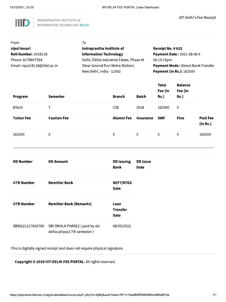 Fee Receipt | PDF
