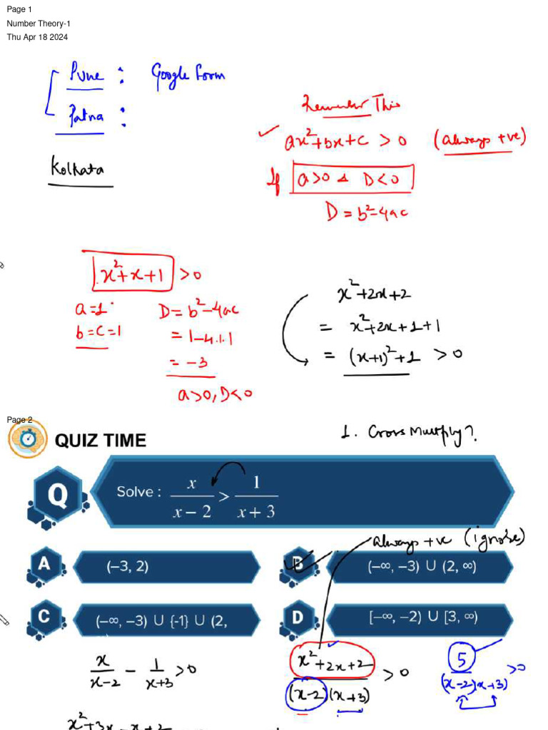 Number Theory - 1 Class Notes | PDF