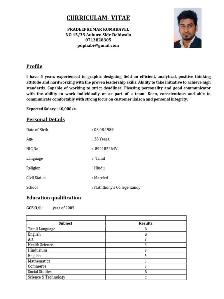 Pradeep CV | Download Free PDF | Diploma