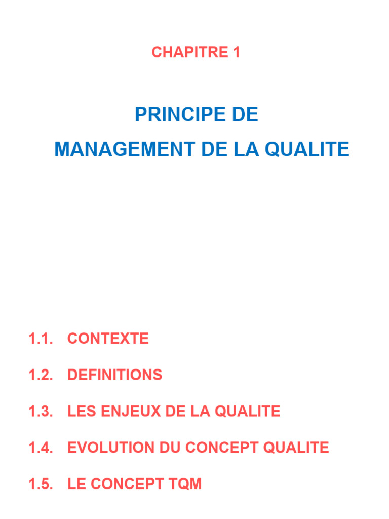1-Principe de Management de La Qualité | PDF | Management de la qualité ...