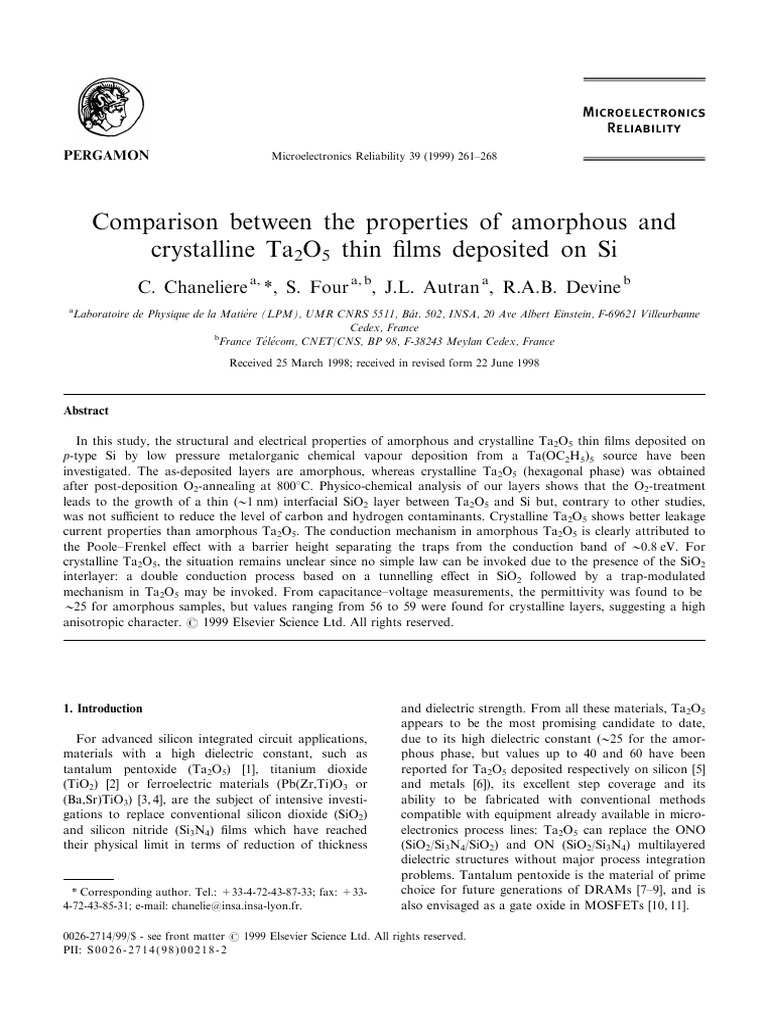 결정질 비정질 Ta2O5 비교 | PDF | Silicon Dioxide | Capacitor