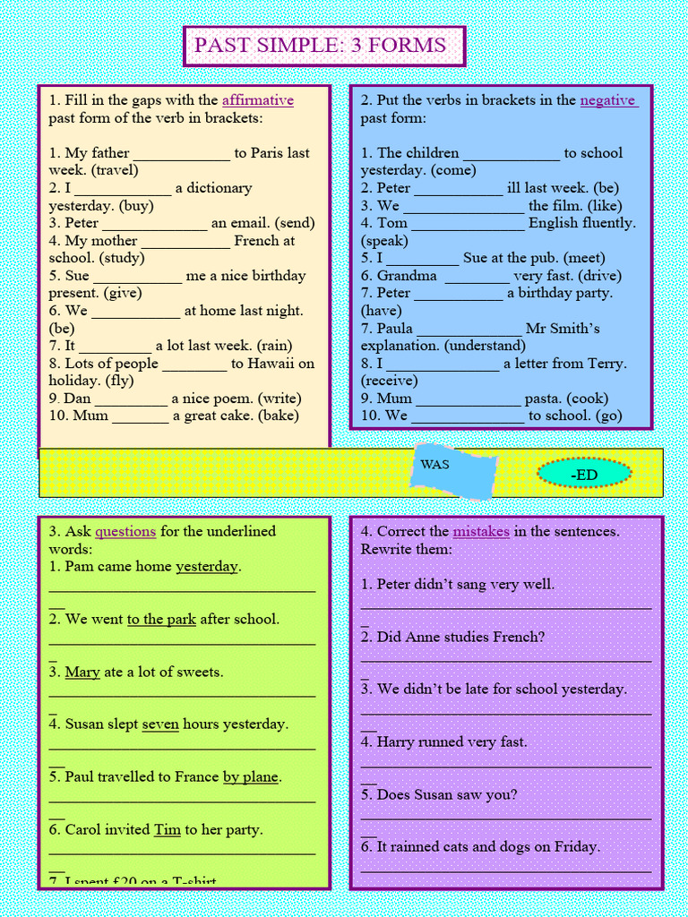 Past Simple All Forms - 12084 | PDF | Language Mechanics | Linguistic ...