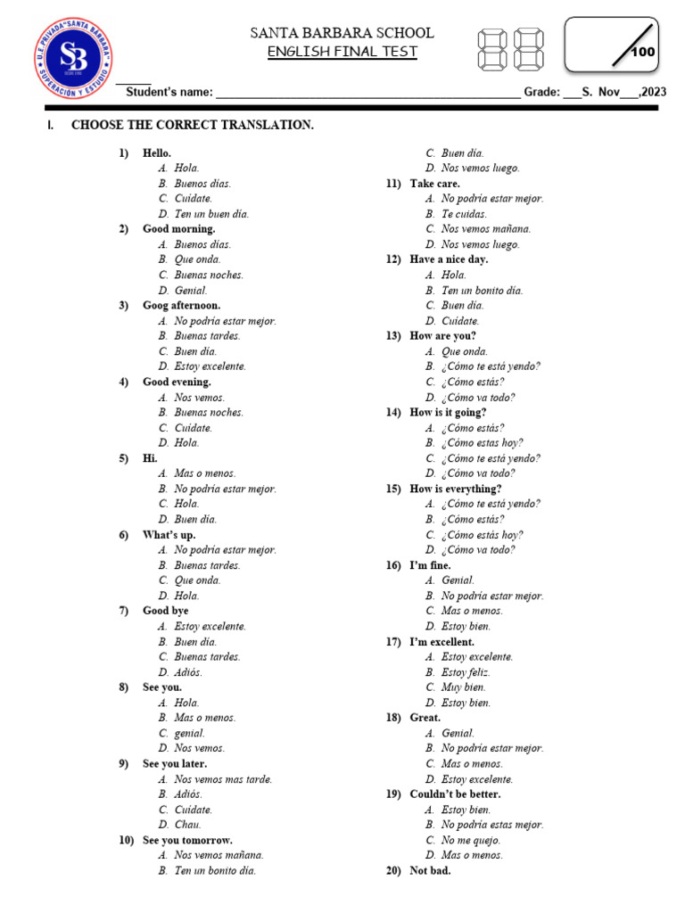 English - Final - Test 1-2 - Sec | PDF | Television Series Created ...