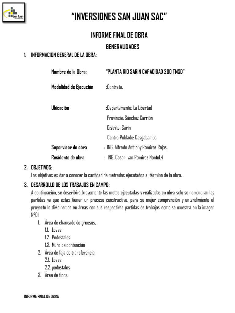 Informe Final de Obra - Planta | PDF | Material compuesto | edificio