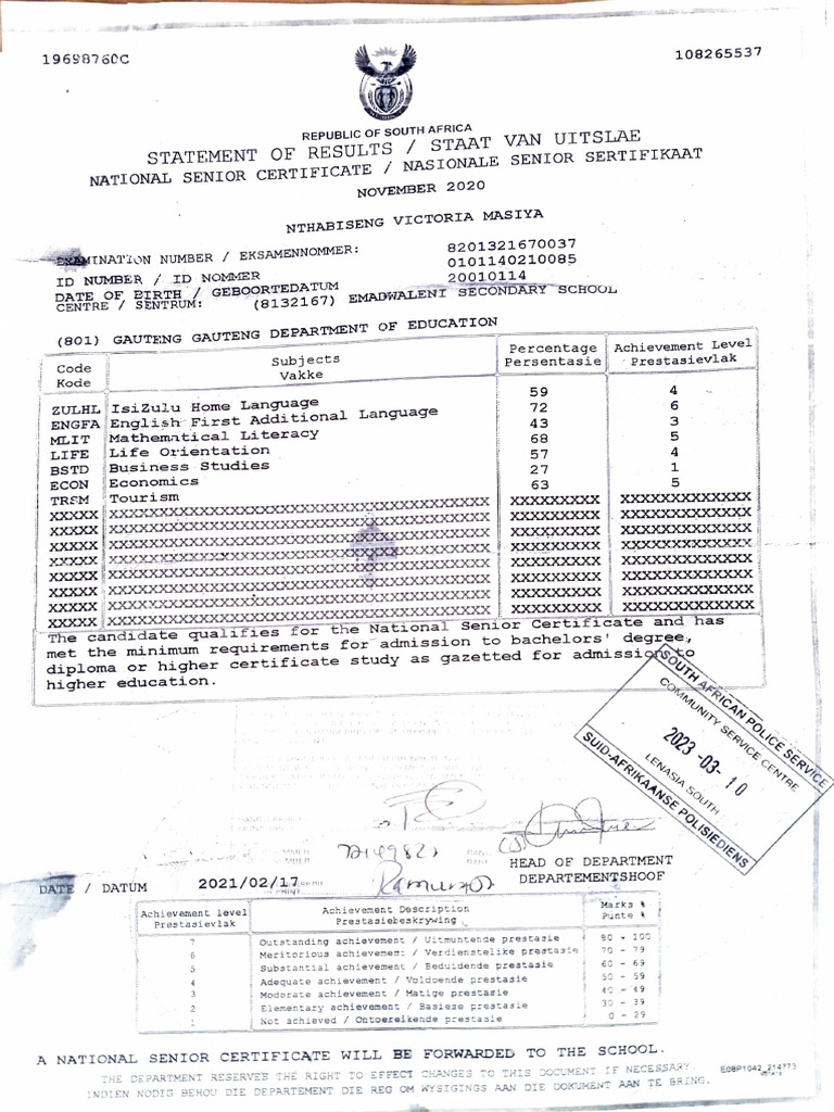 statement of results | PDF
