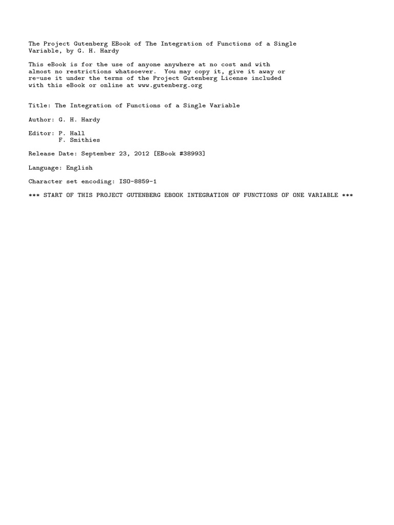 The Integration of Functions of A Single Variable | PDF | Function (Mathematics) | Square Root