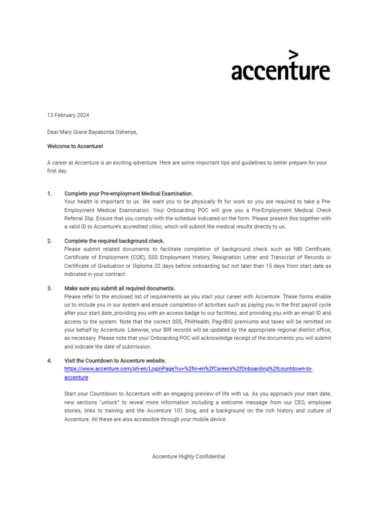 PHL - Accenture Offer Guide Letter 2024-02-12 | PDF | Business
