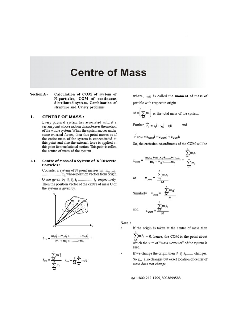 1 Center of Mass 501200 | PDF | Center Of Mass | Mechanics