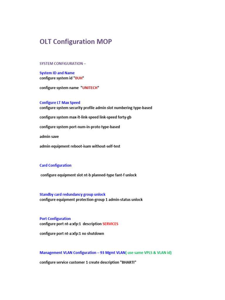 MOP - OLT Commissioning | PDF | Quality Of Service | Computer Science