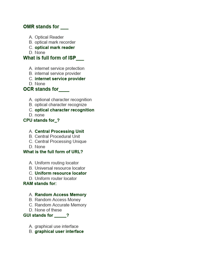 Computer Abbreviations and Their Meanings | PDF | Osi Model | Internet