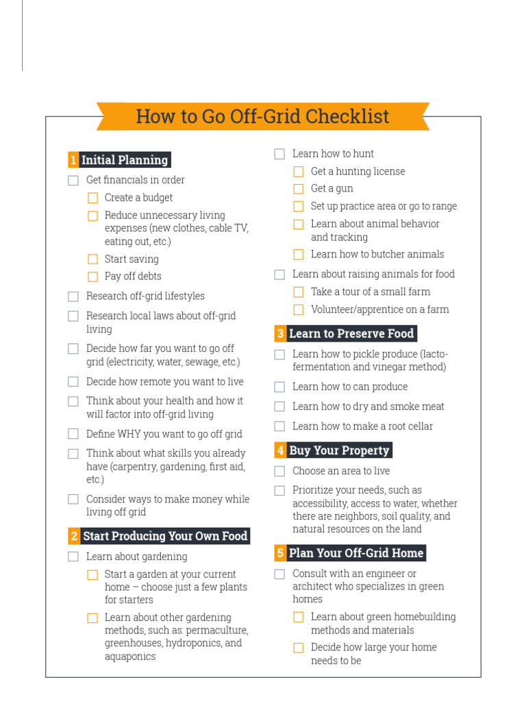 Off Grid Checklist OffGridExperts | PDF | Off The Grid | Livestock