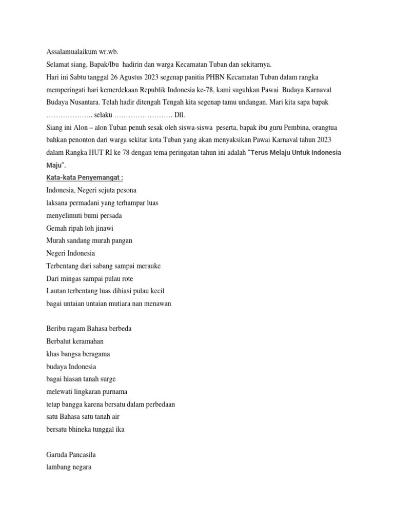 Orasi Pemberangkatan Pawai Karnaval | PDF | Seni